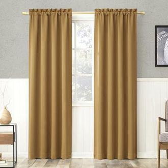 Sun Zero Easton Energiesparender Verdunkelungsvorhang mit Stangentaschen, 101,6 x 213,4 cm, Gold