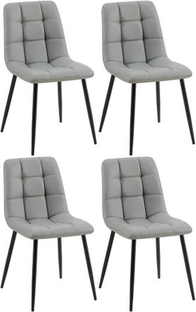 Clp 4er Set Esszimmerstuhl Antibes Kunstleder I Gesteppter Polsterstuhl I K&uuml;chenstuhl Mit Bodenschonern, Farbe:hellgrau