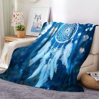 Generic Plaid Polaire 180 x 200 cm Attrape-rêves Style rêve Douce Flanelle Couverture Bleu Microfibre, Plaid Canape Grande Taille Jeté de Canapé, Réversible P