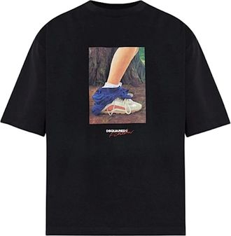 Dsquared2 Homme, Tops, Noir, Taille: S Felix Chesher Graphic T-Shirt