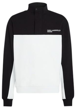 Karl Lagerfeld Regular Blocked Half Zip Sweat, Black/White, XL
