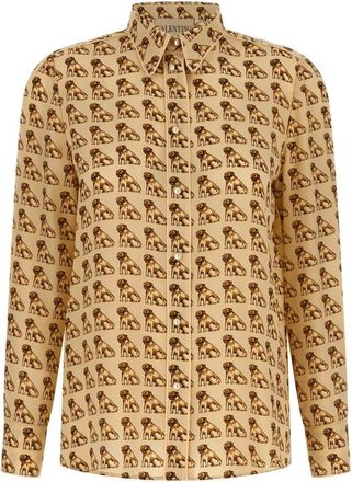 Valentino Garavani Femme, Blouses et Chemises, Beige, Taille: 36 FR Chemise Imprimée Petit Charles