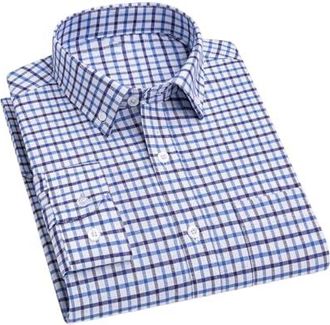 Generic Chemise en coton &agrave; manches longues pour homme - Motif &eacute;cossais Oxford - Style d&eacute;contract&eacute; - Solide - Imprim&eacute; r&eacute;gulier, Cx09, XXL