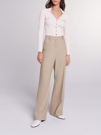 Maje Hose Mit Hohem Bund - Beige - Gr&ouml;&szlig;e 40 - Maje