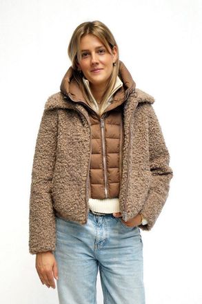 Funk since 1776 Fellimitatjacke in hochwertiger Lammoptik mit abnehmbarer Steppkapuze 2-in-1 Design