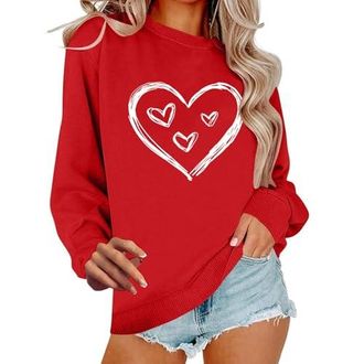 Generic Pull Femme Automne Hiver Sweatshirt Col Rond Manches Longues Pull Femmes Haut Sweatshirts Sans Capuche Chemisier Tops Saint-Valentin Femmes Sweater Ma