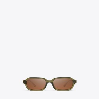 Tory Burch Rechteckige Kira Sonnenbrille aus Metall