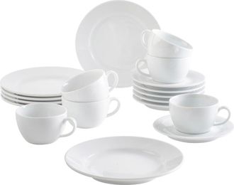 Kahla 570436A90057C Pronto Kaffeeservice 18tlg. | weißes Kaffeeset für 6 Personen aus Porzellan