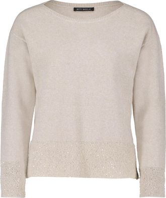 Betty Barclay Damen Strickpullover mit Pailletten 40, Taupe Melange