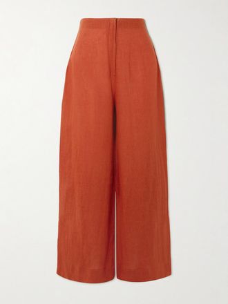 Andres Otalora Pantalon Large En Lin Poesia - Rouge