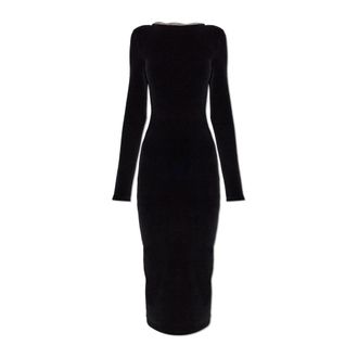 Balmain Femme, Robes, Noir, Taille: 44 FR Robe en velours avec bretelles d&eacute;coratives en cristal