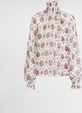 Dolce & Gabbana Small Flower Bouquets-print Chiffon Top - Frau Blusen Und Tops Multicolor 42