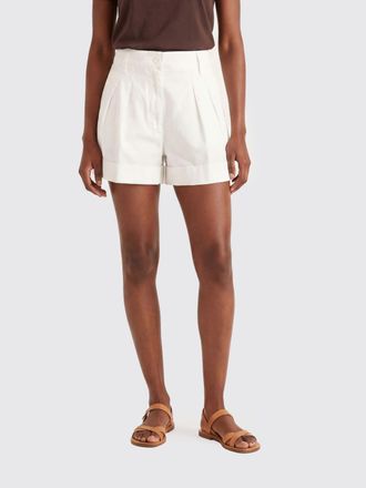 Aspesi Short taille mi-haute en m&eacute;lange de lin et coton avec revers