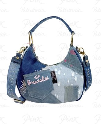 Braccialini Femme, Sacs, Bleu, Taille: ONE Size Amy Jeans Hobo Bag