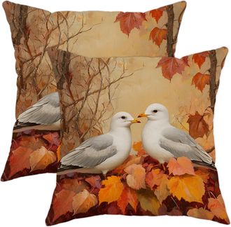 Generic Fall M&ouml;we Vogel Sofakissenbezug Modern Kissenh&uuml;lle Weich Zierkissenbez&uuml;ge F&uuml;r Balkon Schlafzimmer Bett 45X45Cm 2Er Set