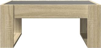 Generic Moderner Couchtisch mit LED-Licht, Glasplatte und MDF-Rahmen, Zeitgen&ouml;ssischer Wohnzimmer-Mitteltisch mit Stilvollen Beleuchteten Akzentm&ouml;beln (Sonoma