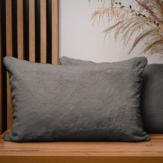 MG Design 2er Set Kissenbezüge 40 x 60 cm in Grau - mit Reißverschluss, langfloriges Kunstfell, extra weich & Cosy, pflegeleicht