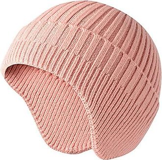 Generic Casquette tricot&eacute;e &agrave; rabat doreille pour homme et femme, rose, Taille unique