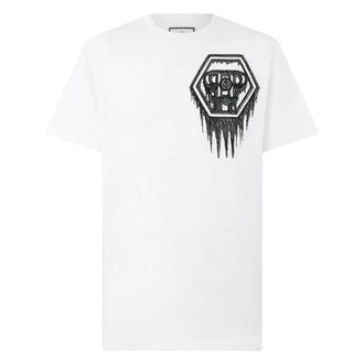 Philipp Plein Homme, Tops, Blanc, Taille: 3XL T-Chemises