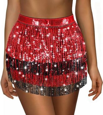 Generic Jupe unie en mousseline de soie pour femme - Jupe de danse bulle - Jupe courte - Jaune, Bordeaux, taille unique