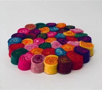 NEPALAYA Filz Untersetzer Topfuntersetzer Marshmallow Spirale handgefertigt 100% Wolle, Topf hitzebest&auml;ndig (bunt)
