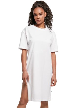 Urban Classics Ladies Organic Oversized Slit Tee Dress, White, 4XL
