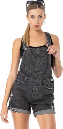 Red Bridge Denim Latzhose für Damen Jeans Overall Jumpsuit Schwarz W30