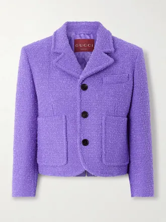 Gucci Verkürzte Jacke Aus Bouclé-tweed Aus Einer Baumwollmischung - Lila