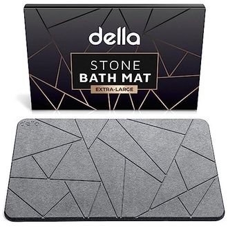 Della Della Premium Stone Badematte - Luxuri&ouml;ser schnell trocknender Kieselgur-Badestein f&uuml;r Badezimmerboden - Moderne, super saugf&auml;hige Kieselgur Duschmatt
