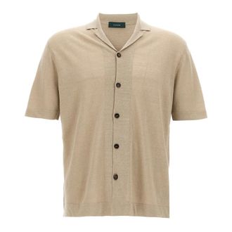 Zanone Homme, Chemises, Beige, Taille: XL Linen Shirt