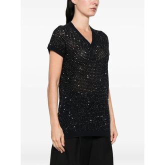 Fabiana Filippi Femme, Tops, Noir, Taille: 36 FR Manches Courtes Col en V