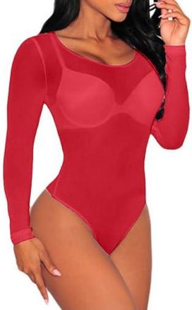 Generic Nuisette Sexy Femme Lingerie pour Femmes, Chemise D&eacute;shabill&eacute;e, Chemises De Nuit Sexy, Col Licou, V&ecirc;tements en Transparente Body Manches Longues Dentel