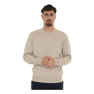HUGO BOSS Rundhalsausschnitt-Pullover mit Logodetail - - Knitwear - Herren - Beige - 2XL