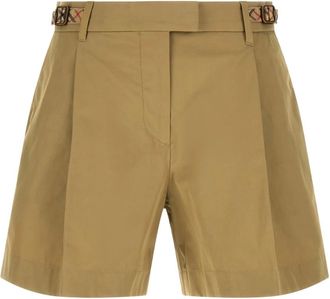 Burberry Femme, Shorts, Vert, Taille: 32 FR Check Trim Cotton Poplin Shorts