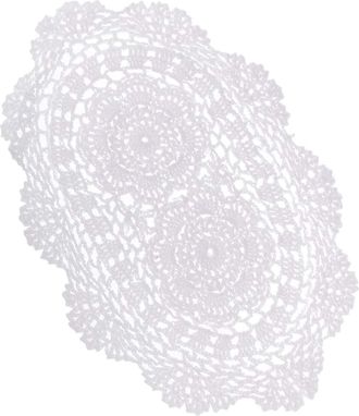 No Brand EnjoyMSS Tischdeckchen aus Baumwolle, handgefertigt, oval, gehäkelt, für Tischsets oder Sofas, 38,1 x 27,9 cm