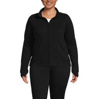 Lands End Serious Sweats Rei&szlig;verschluss-Jacke, Damen, Gr&ouml;&szlig;e:56-58 plus, Schwarz, Baumwoll-Mischung/Polyester-Mischung, by Lands End