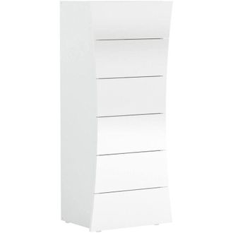 Dmora Kommode mit 6 Schubladen, Made in Italy, Modernes wellenf&ouml;rmiges Design, Weekly f&uuml;r Schlafzimmer, 50x40h122 cm, gl&auml;nzend wei&szlig;e Farbe - Dmora