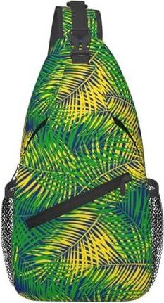 Generic Feuilles De Palmiers Vert Et Jaune Sac &Agrave; Bandouli&egrave;re D&eacute;contract&eacute; Sacs &Agrave; Dos Pratique Sac Banane Pour Homme Randonn&eacute;e Cyclisme