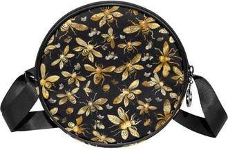 Generic Sac &agrave; bandouli&egrave;re Circle pour femme, petit sac &agrave; bandouli&egrave;re dor&eacute; avec fermeture &eacute;clair, bretelles r&eacute;glables, sac &agrave; main rond d&eacute;contract&eacute; pour femmes 