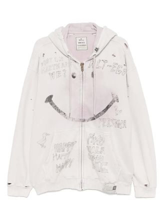 Miharayasuhiro hoodie zippé à imprimé visage souriant - Rose