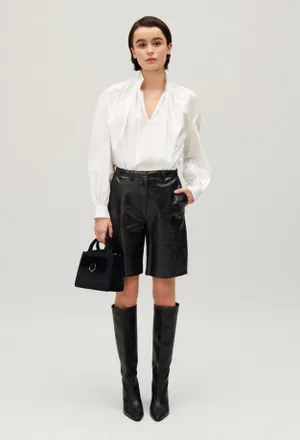 Claudie Pierlot Bermuda cuir noir