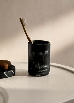 Mango Gobelet de salle de bain en r&eacute;sine effet marbre noir - Home - Taille unique - MANGO HOME