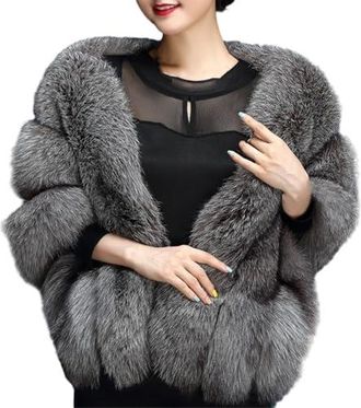 Generic Manteau en faux cheveux - Ch&acirc;le de mari&eacute;e, accessoire &eacute;l&eacute;gant en | &Eacute;tole dhiver chaude multifonction et &eacute;charpe pour robe de soir&eacute;e de mari&eacute;e, robe de