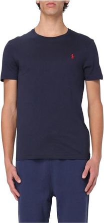 Polo Ralph Lauren Homme, Tops, Bleu, Taille: L T-shirt Col Rond Manches Courtes Coupe Personnalisée
