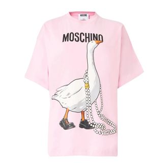 Moschino Femme, Tops, Rose, Taille: 38 FR Goose Cotton Jersey T-Shirt