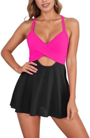 Generic Maillot De Bain 1 Pieces Femme Gainant Et Amincissant Une pièce Tankini Monokini à col en V, décolleté en V, Taille Haute et couvrance Totale. (L)