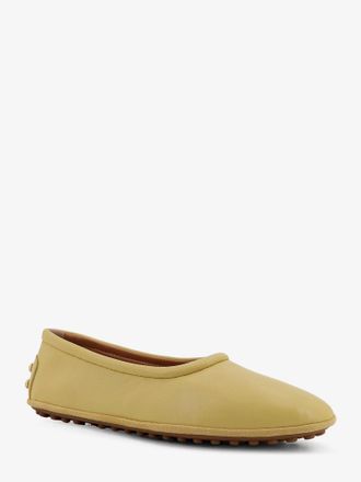 Tod's Womens Leather Ballerina With Gomminos Detail Yellow Shoes