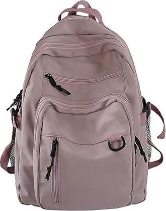 Generic Sac &agrave; dos cargo de grande capacit&eacute; pour &eacute;tudiants, couleur unie, multi-couches, sac d&eacute;cole, sac &agrave; dos de course pour homme, rose, taille unique