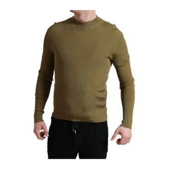 Dolce & Gabbana Gerippter Pullover mit Stehkragen - - Knitwear - Herren - Gr&uuml;n - M
