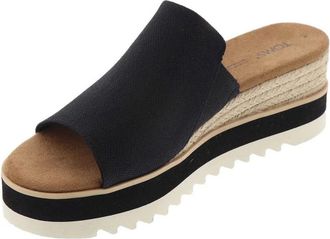 Toms Plateau-Pantoletten Damen Komfort CloudBound Einlegesohlen mit Fransen, Ergonomischer 7 cm Keilabsatz, Unterst&uuml;tzt mentale Gesundheitsprogramme